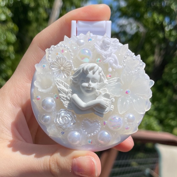 Accessories | White Angelic Compact Mirror Coquette Baby Angel | Poshmark
